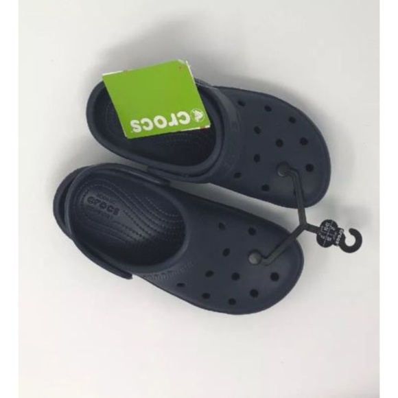 CROCS | Shoes | Crocs Navy Logo Coast Clogs Juniors Size 2 Nwt | Poshmark
